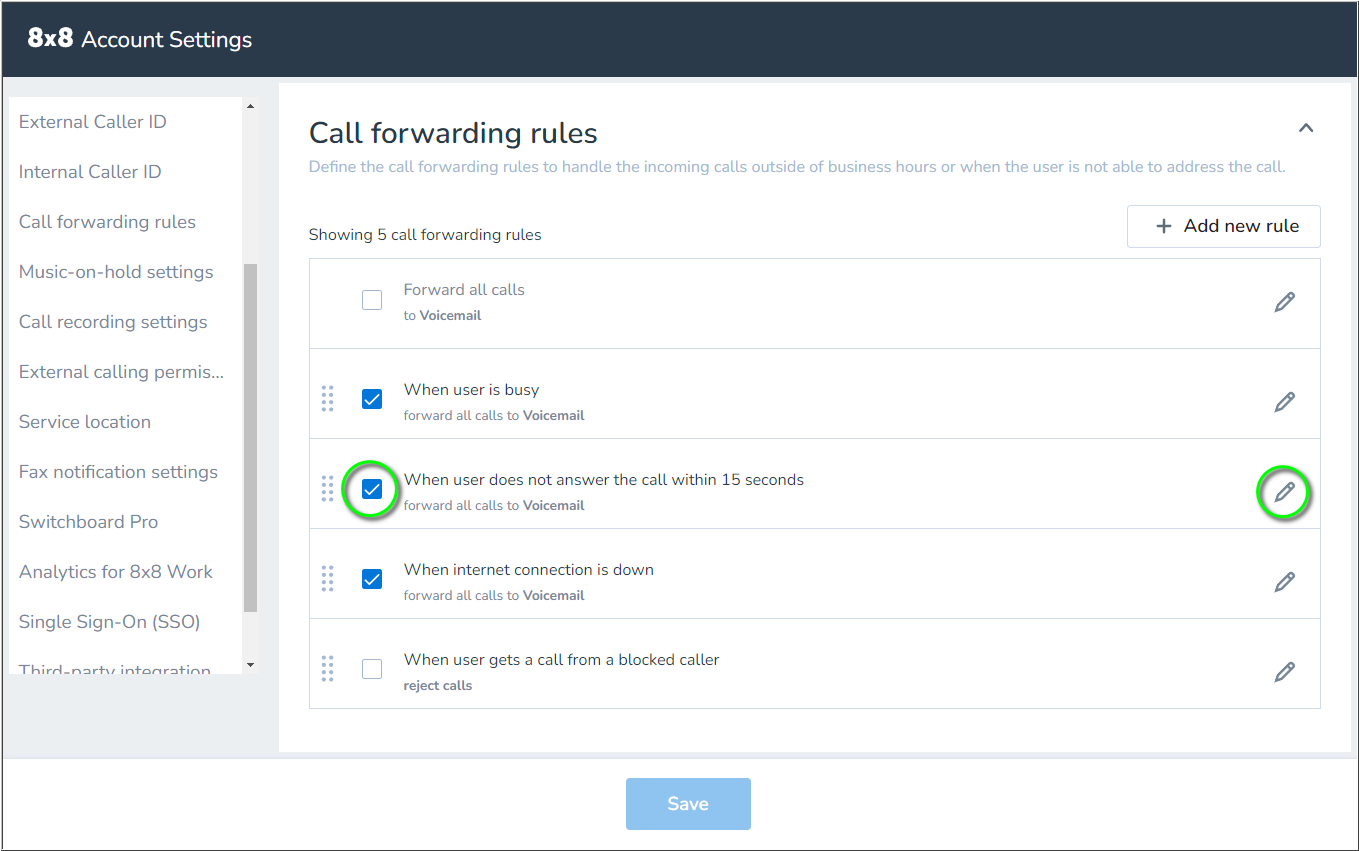 Configre your Service to Use either Teams or 8x8 Voicemail