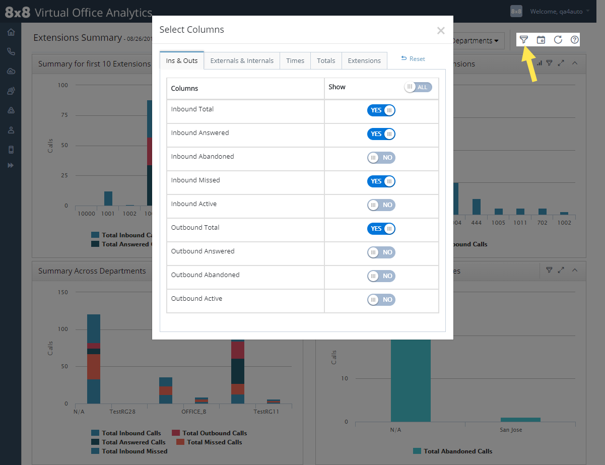 Analytics for 8x8 Work: Access the Extension Summary legacy report