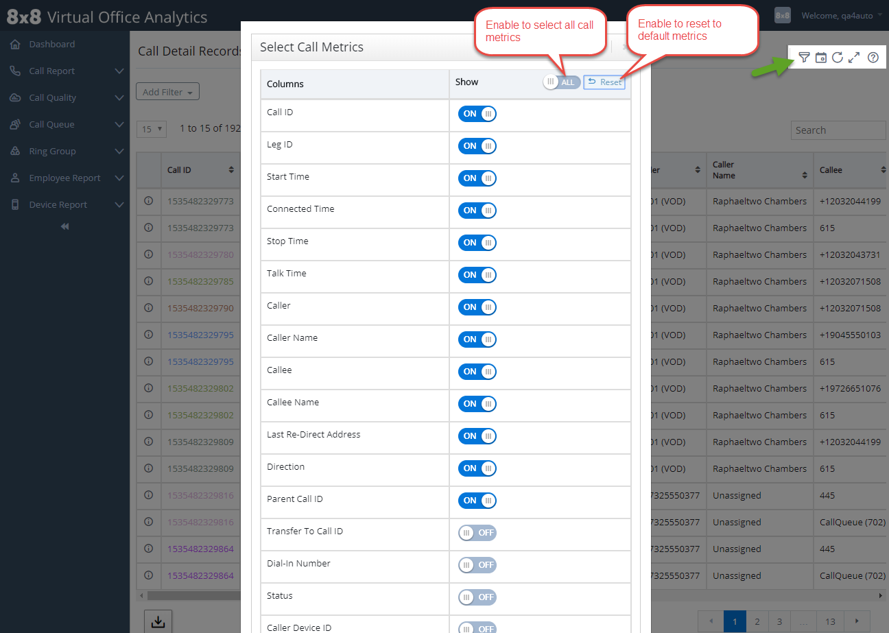 8x8 Virtual Office Analytics: check out features in previous releases