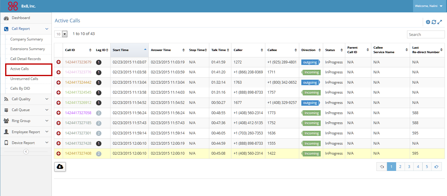 Analytics for 8x8 Work: Run the Active Calls report