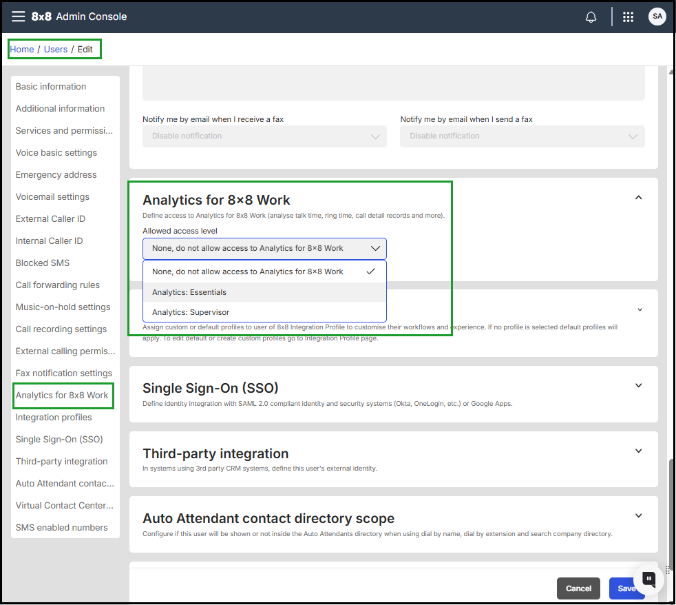 8x8 Analytics for Work - Grant Essentials and Supervisor access to 8x8 ...