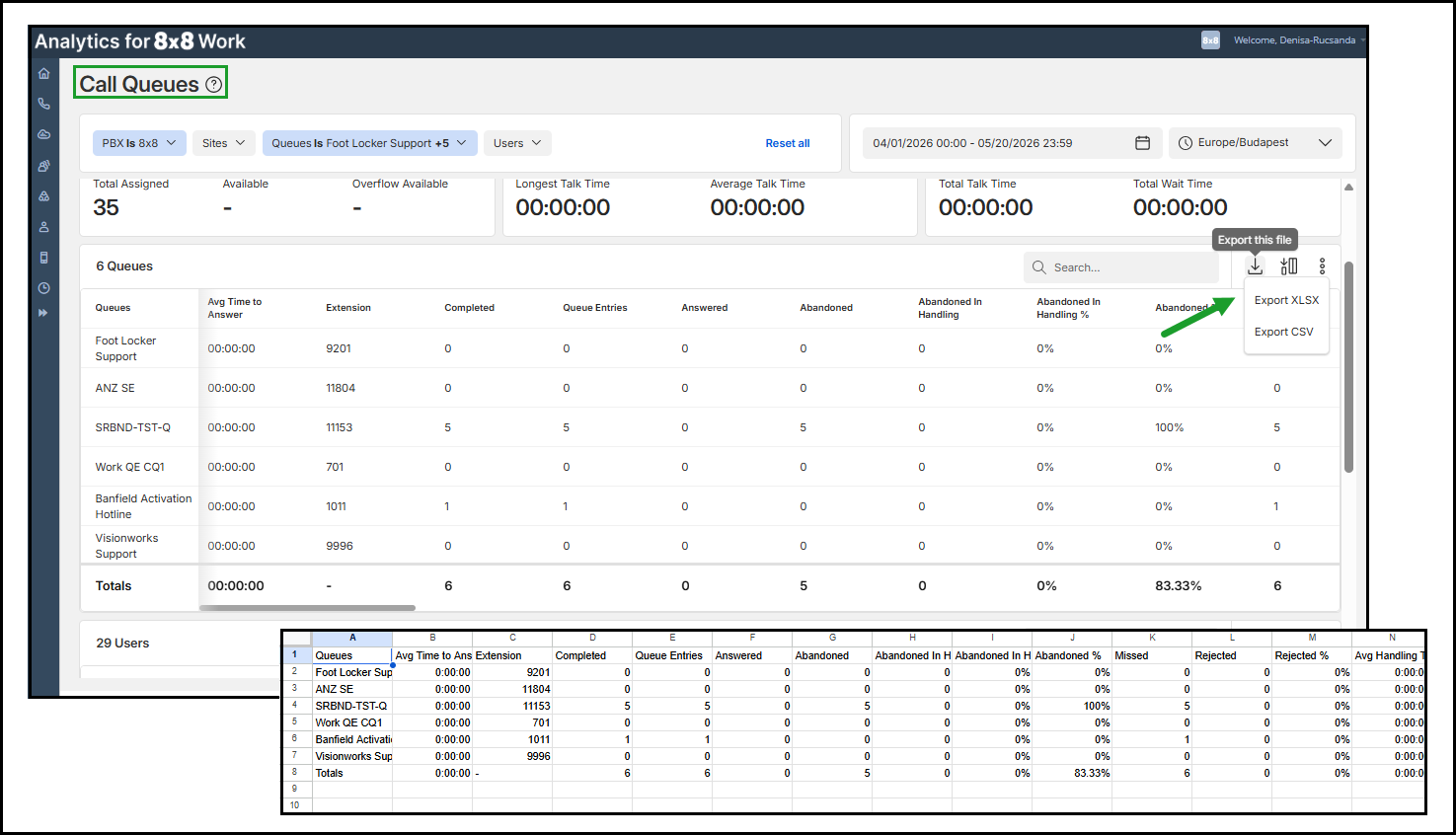 Analytics for 8x8 Work: Get call queue metrics