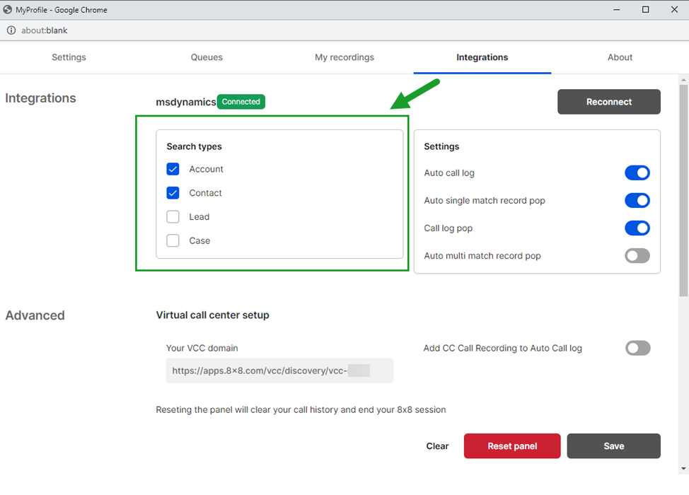 8x8 Contact Center for Microsoft Dynamics Agent—Log in