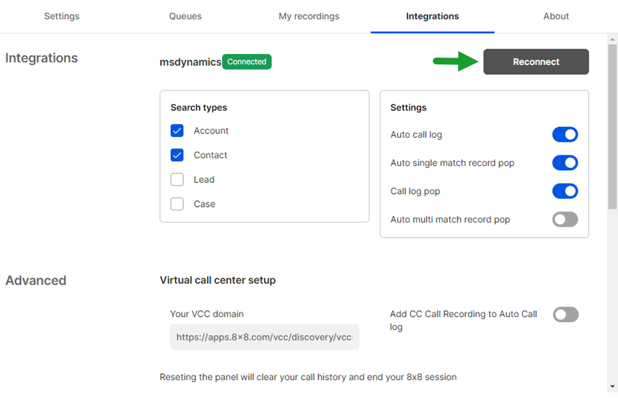 8x8 Contact Center for Microsoft Dynamics Agent—Log in