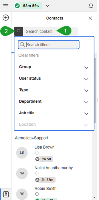 8x8 Agent Workspace—Contact directory