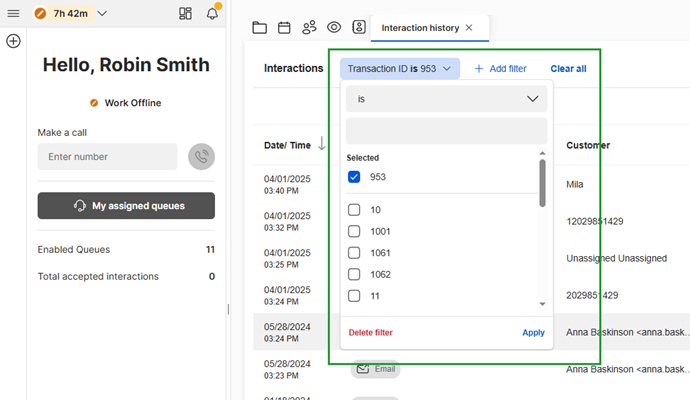 8x8 Agent Workspace—View your interaction history