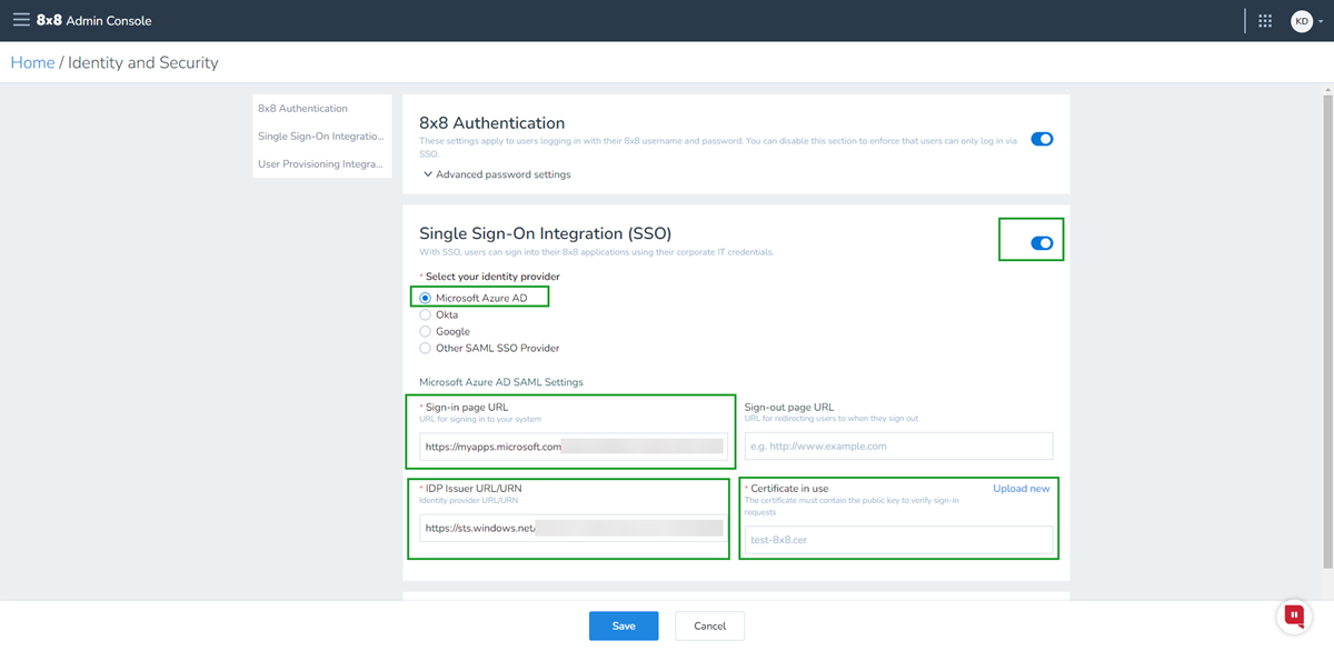 8x8 integration for Microsoft Dynamics—Set up Single Sign-On